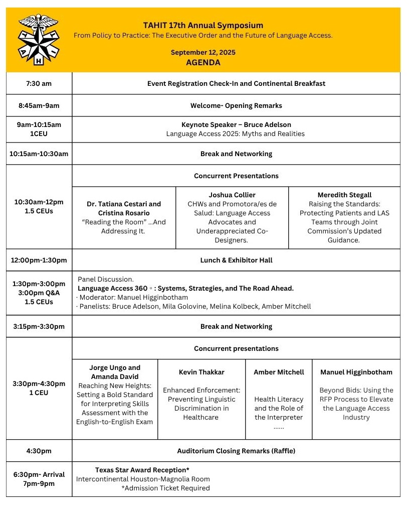 TAHIT Texas Association of Healthcare Interpreters & Translators